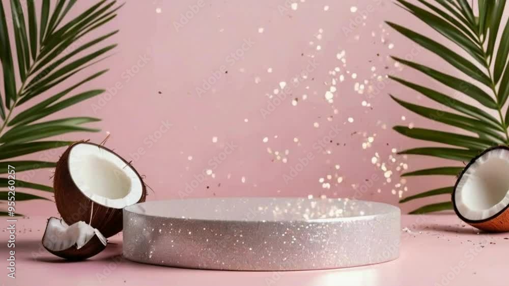 Empty Podium with Fresh Coconut for Product Display and Showcase ...