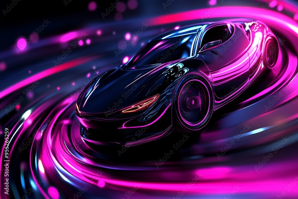 Viva Magenta digital art with neon effects, captured in a photo where ...