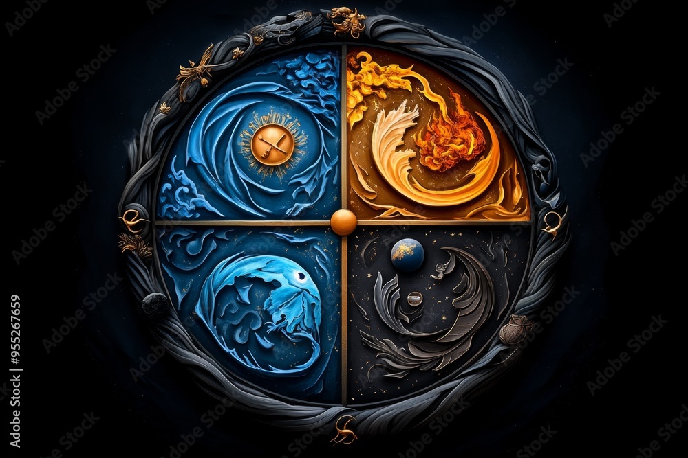 Zodiac signs as guardians of the elements, depicted in an illustration ...