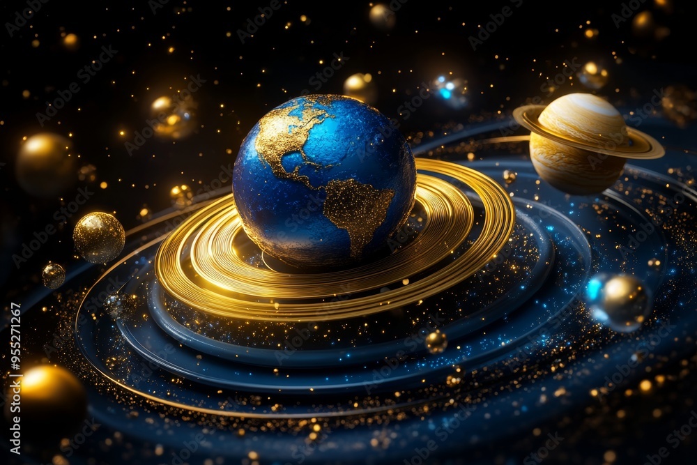 Zodiac signs with their ruling planets, depicted in a cosmic scene ...