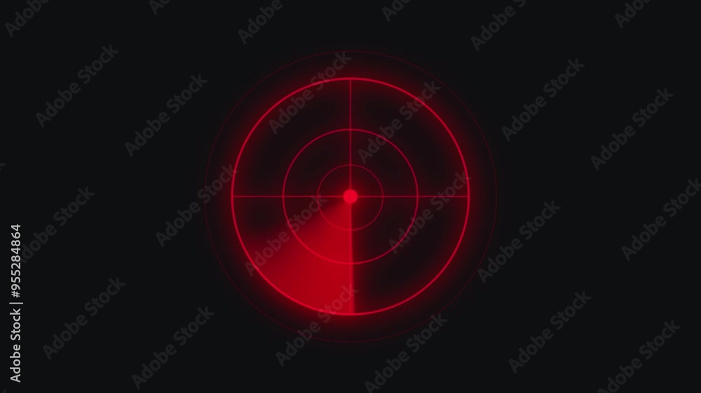 Digital scanning radar screen animation, Moving military target HUD ...