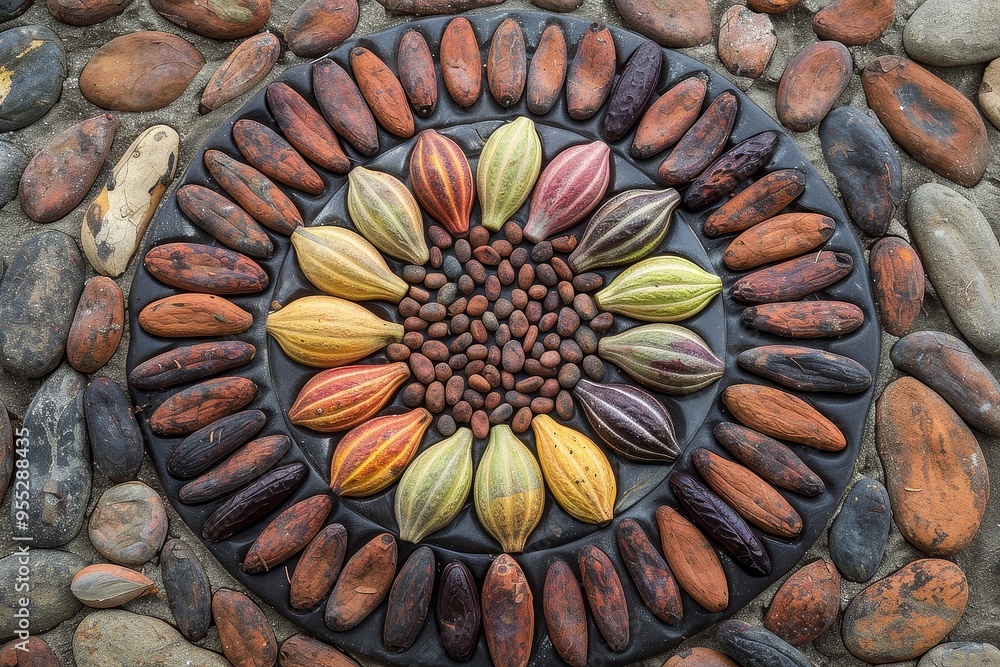 Mandala Magic: An Artistic Journey of Cocoa Beans Stock Photo | Adobe Stock