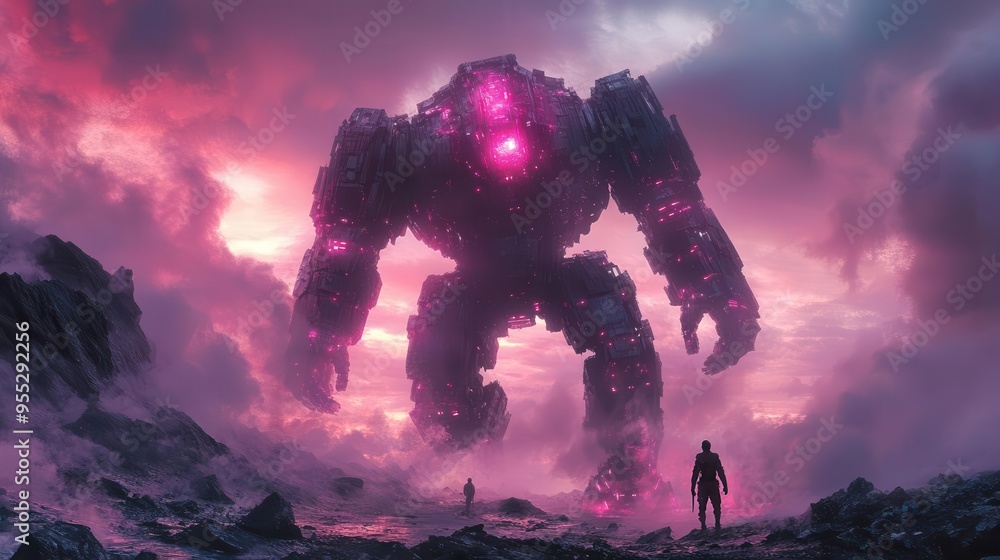 epic battle reimagined david as futuristic cyborg warrior goliath as ...