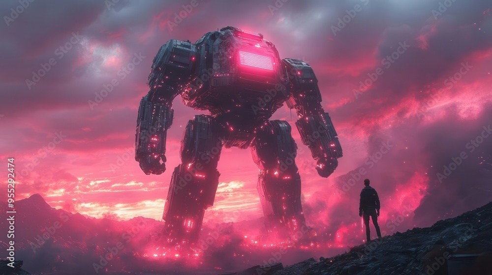 epic battle reimagined david as futuristic cyborg warrior goliath as ...