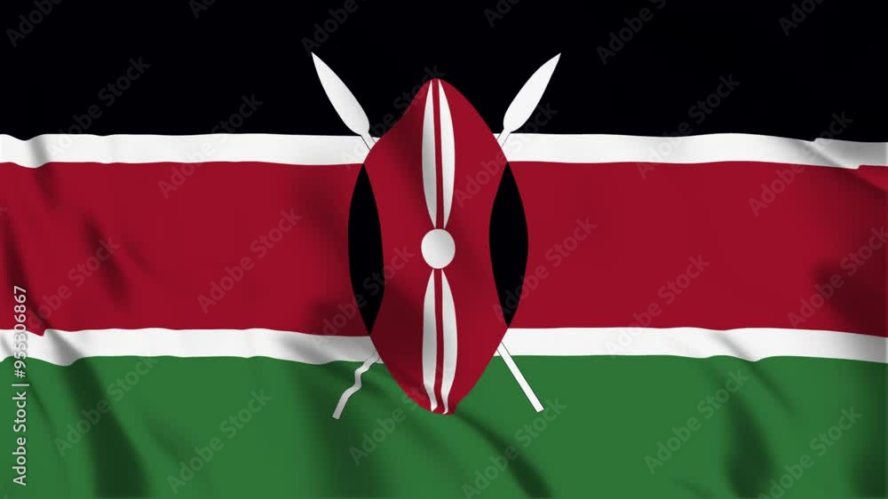 Kenya flag seamless loop animation. The National flag of Kenya is 3d ...