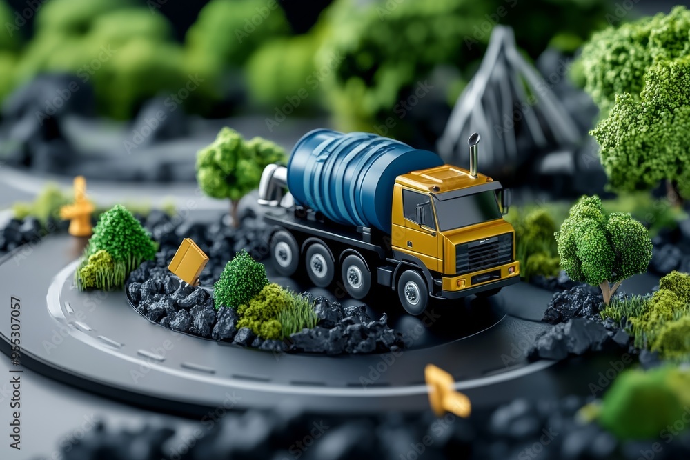 Garbage and environmental conservation are depicted in a detailed ...