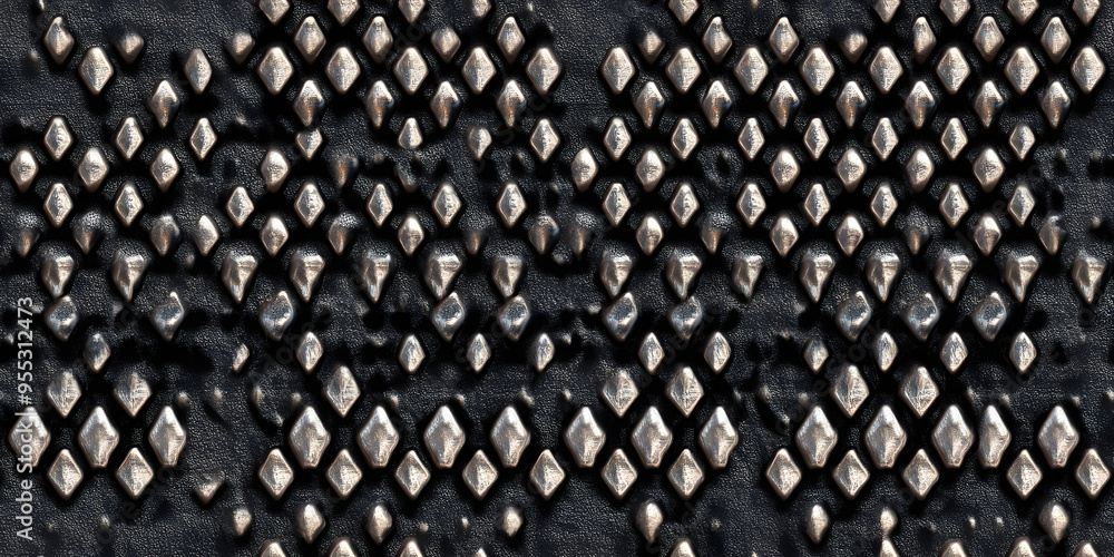Knurling dark metal diamond studs seamless texture. Industrial ...