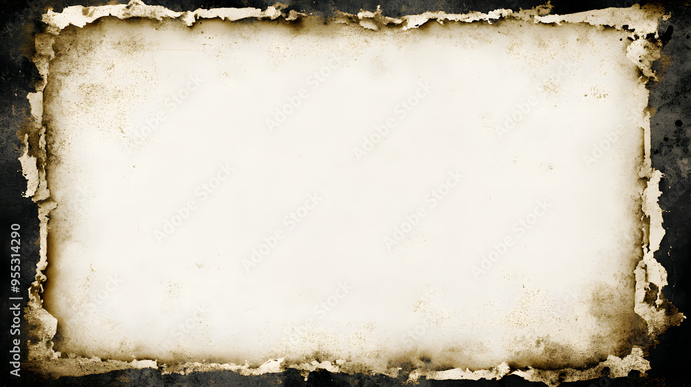 Grunge empty burnt edges background frame with vignette border. Dirty ...