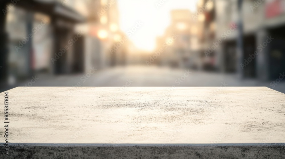 Minimal Urban Industrial Table Smooth White Concrete with Blurred ...