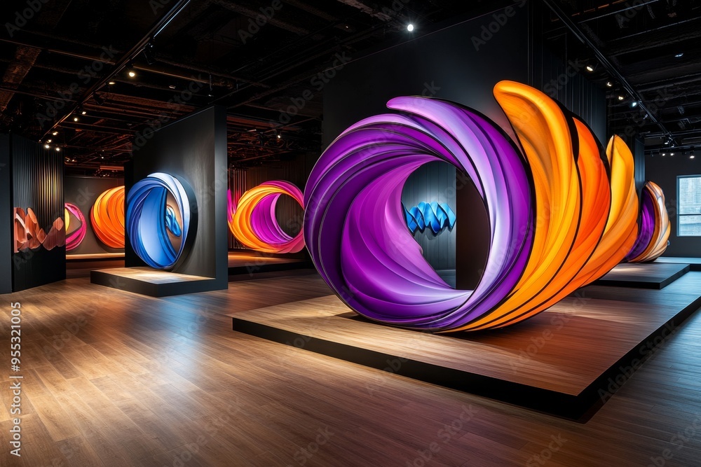 Viva Magenta modern art installation with bold colors, illustrated in a ...