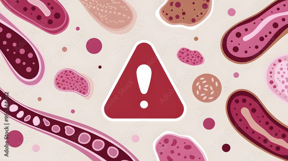 Red Alert Symbol Against Healthy Cells: Emphasizing Awareness and ...