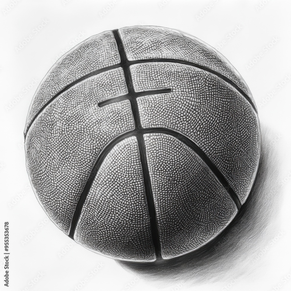 A Detailed Black and White Abstract Basketball Sketch with Intricate ...