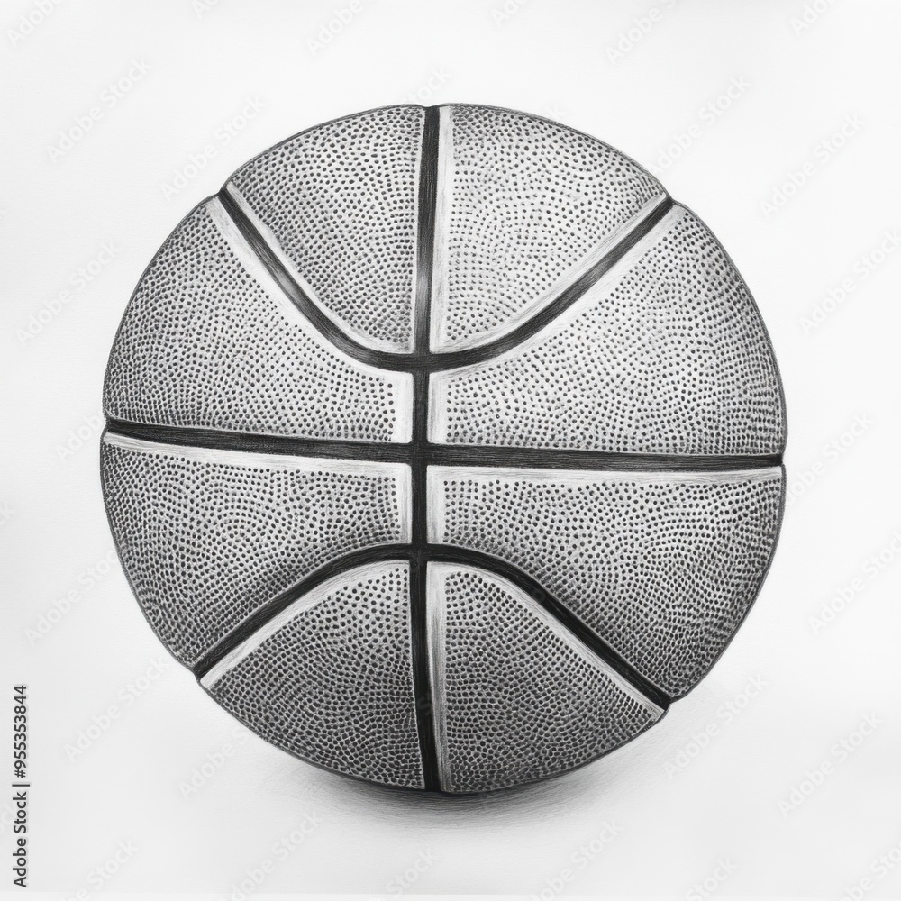 A Detailed Black and White Abstract Basketball Sketch with Intricate ...