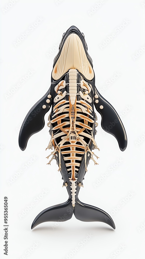 Detailed anatomical model of a whale skeleton showcasing the unique ...
