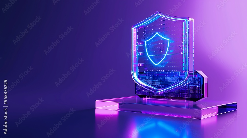 Abstract digital shield representing cybersecurity and data protection ...