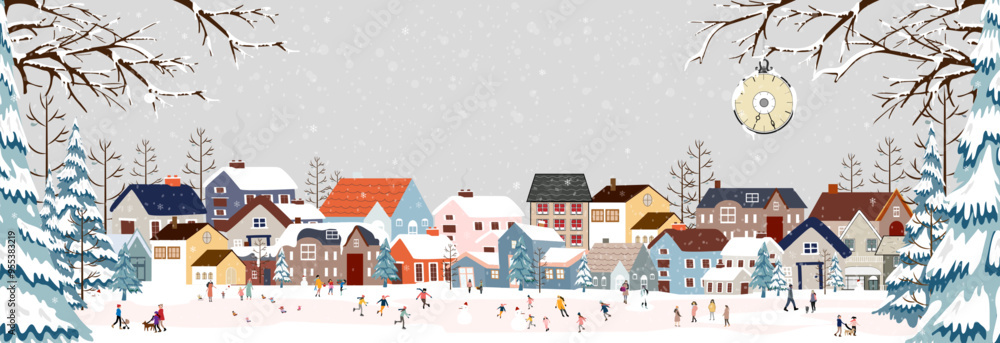 Winter City Scene,Christmas Greeting Card,New Year 2025 Background ...