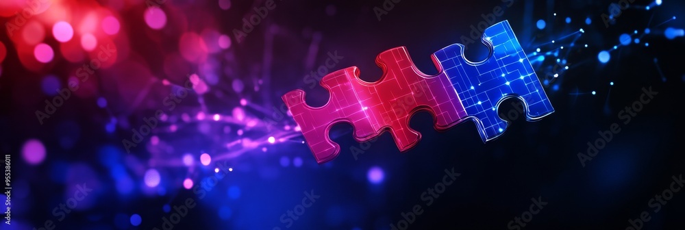 A digital representation of an API integration concept, depicted as two ...