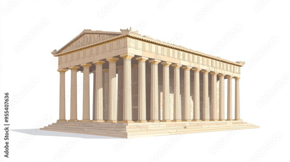 A parts diagram of the Parthenon, illustrating the columns, frieze ...