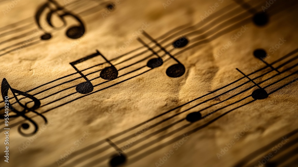 Musical notes are represented on sheet music using a treble clef. Icons ...