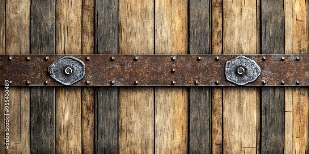 Seamless wooden beer or whiskey barrel with metal straps background ...
