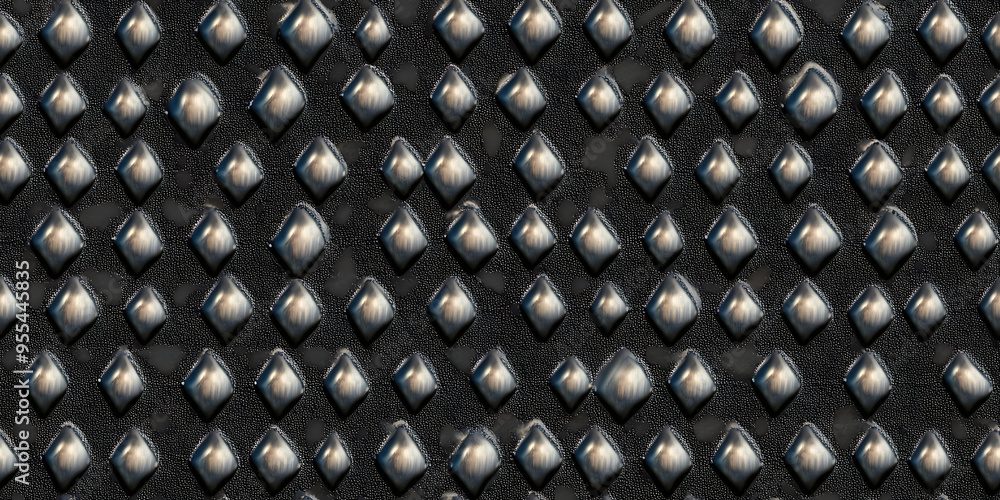 Knurling dark metal diamond studs seamless texture. Industrial ...
