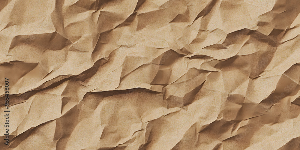 Seamless crumpled brown grocery bag, butcher or kraft packing paper ...