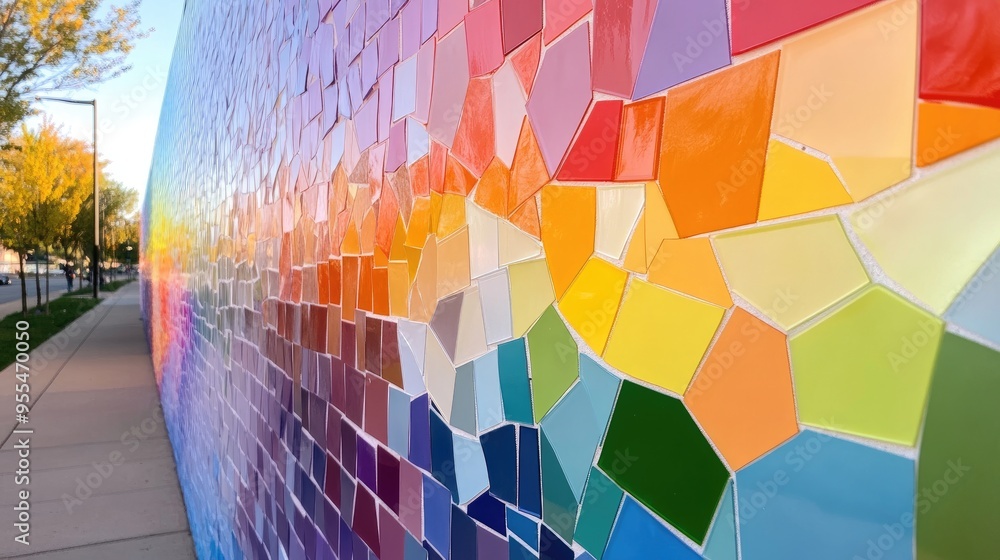 Art installation at a pride festival featuring a large, colorful mosaic ...