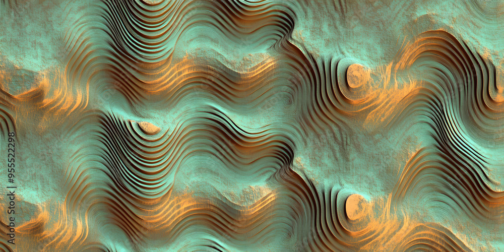Seamless abstract topographic map wavy ridged lines background texture ...