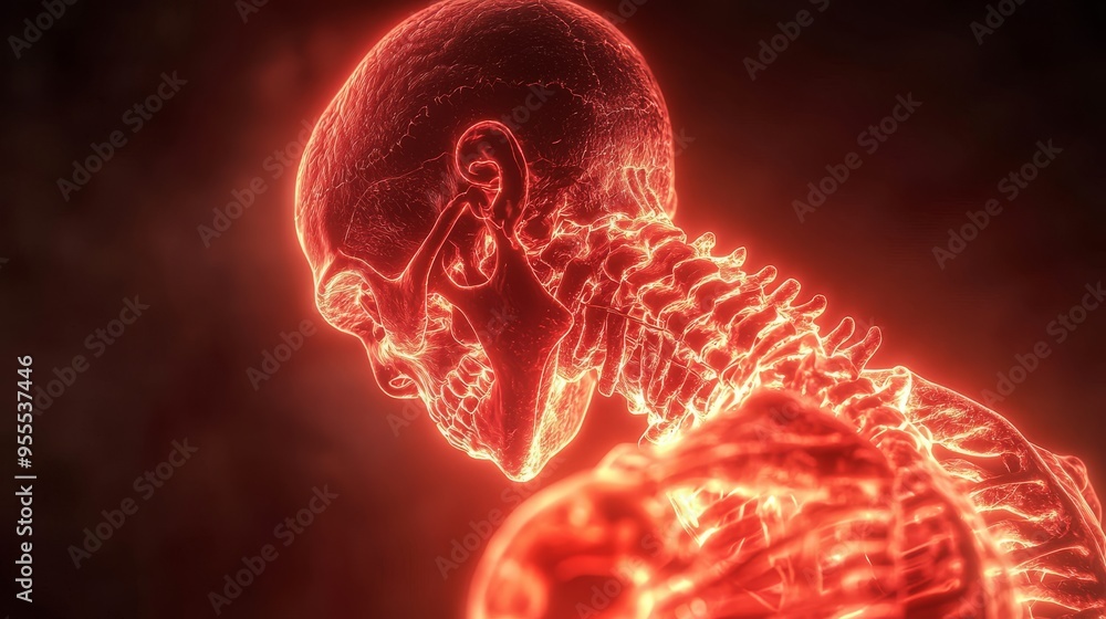 Burning Human Skeleton, 3D render, digital art, human anatomy, skull ...