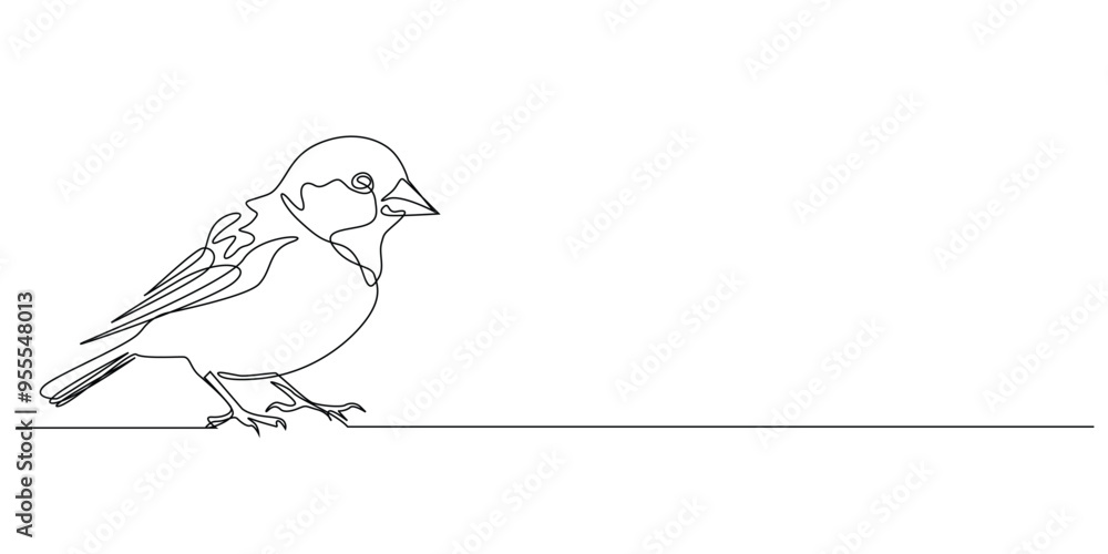 continuous line of sparrows.one line drawing of sparrows.single line ...