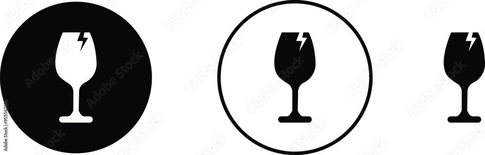 Packaging Sticker fragile handle with care icons set. warning label ...