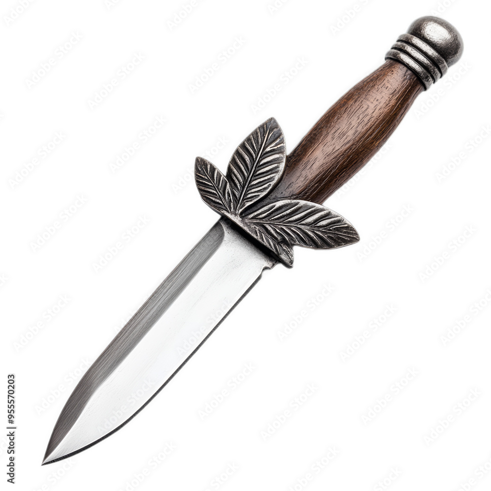 Short Roman gladius with a leaf shaped blade and a wooden pommel handle ...