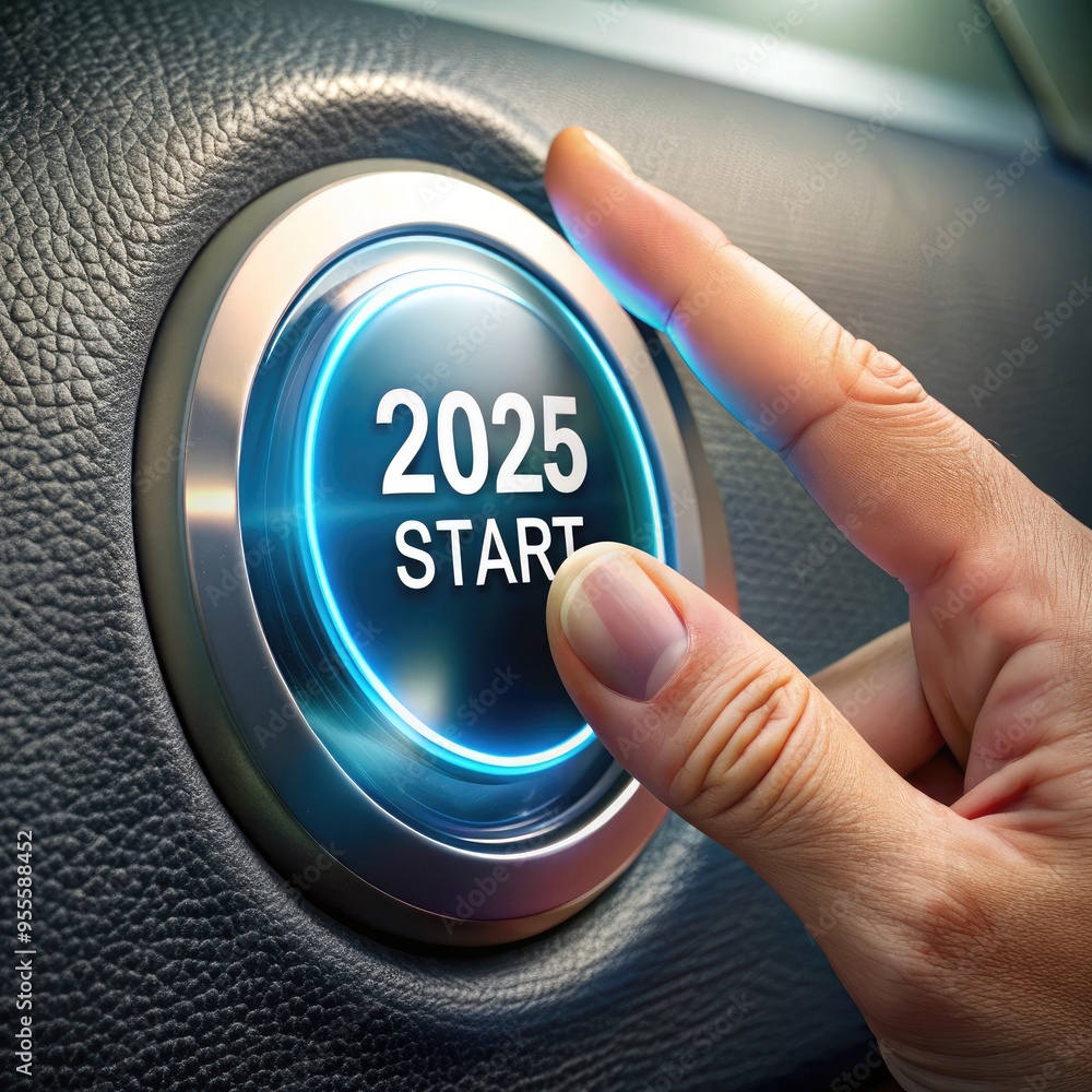 Hand pressing the start button in a vehicle dashboard in 2025 ...
