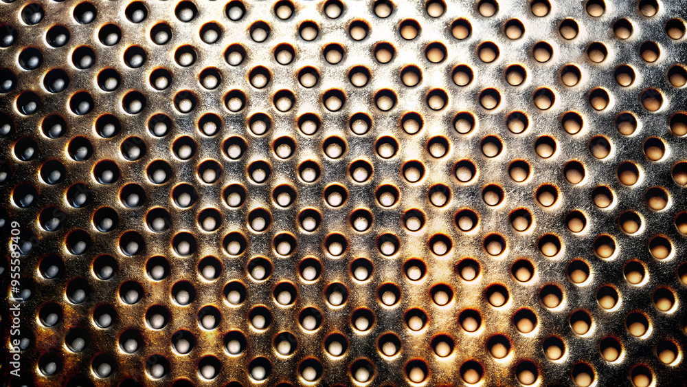Pitted metal surface texture with circular indentations and warm tones ...