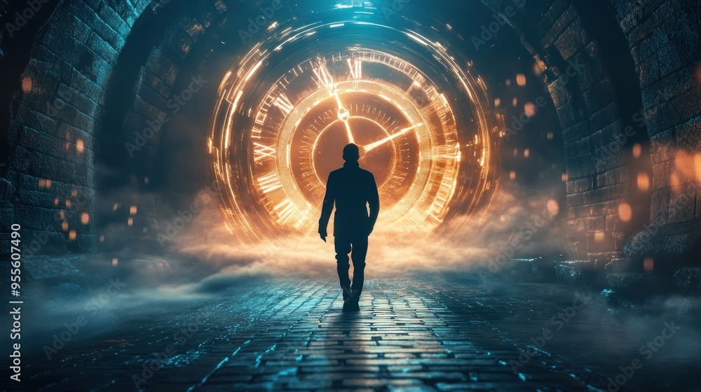 Time travel futuristic portal mystical clock background wallpaper AI ...