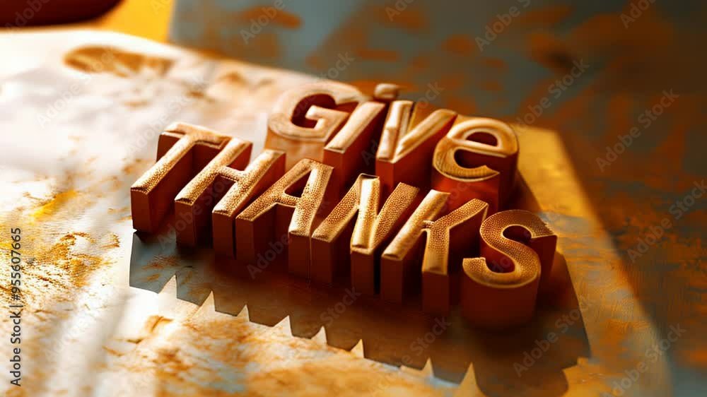 Text "Give Thanks" in a warm, earthy color palette with a textured ...