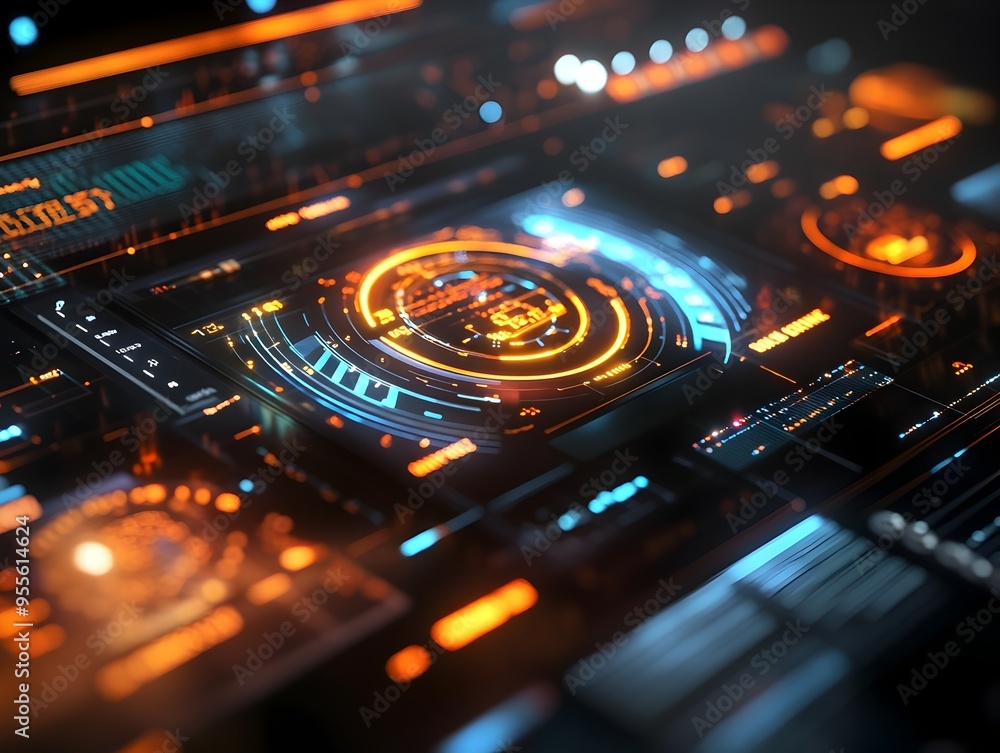 Luminous Holographic Control Panel Revealing Real time Web Metrics and ...