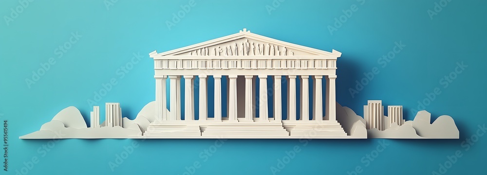48. **Render a 3D paper cut of the Parthenon with its ancient columns ...