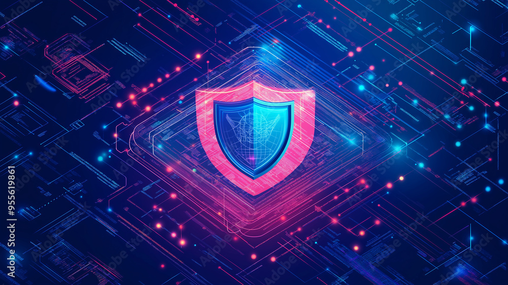 Cybersecurity shield protecting computer network from cyber attacks ...