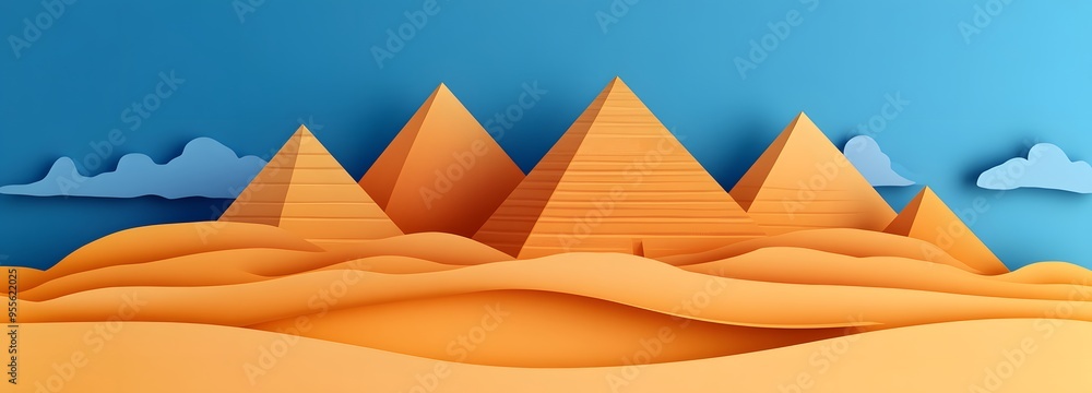 16. **Render a 3D paper cut of the Pyramids of Giza with their grand ...