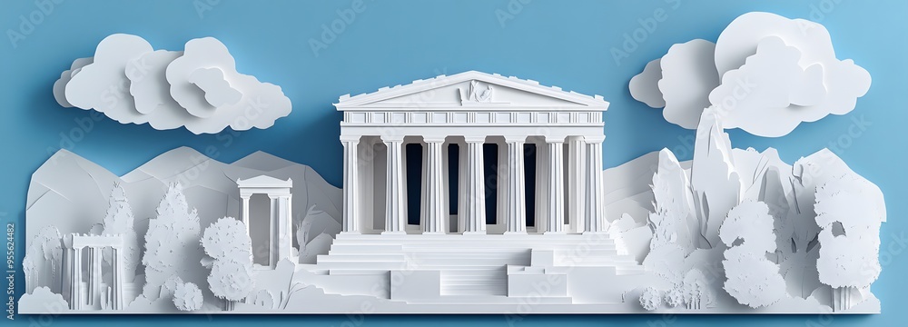 23. **Illustrate a 3D paper cut of the Parthenon in Athens with its ...