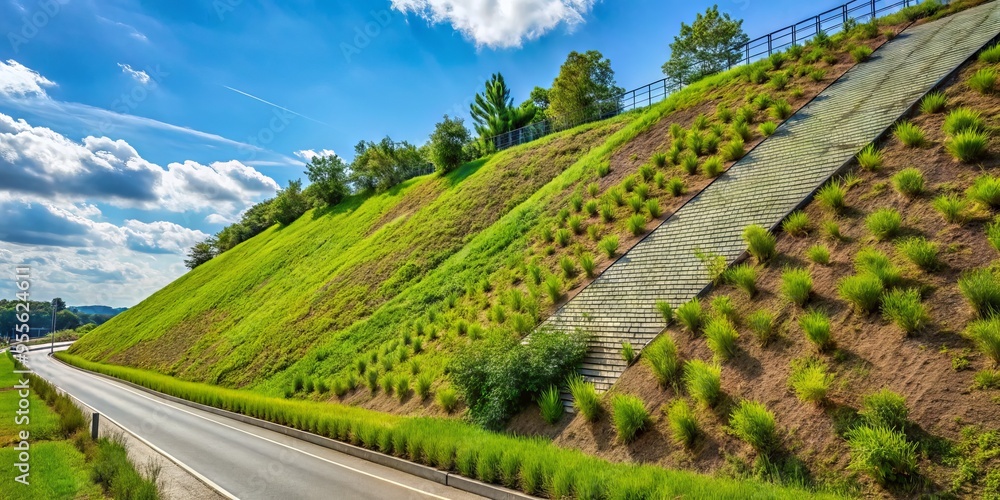 Elevated Vegetated Slope Used For Erosion Control, Roadway Stability ...