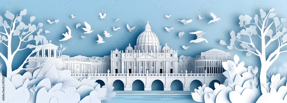 13. **Create a 3D paper cut concept of Vatican City with St. Peter is ...