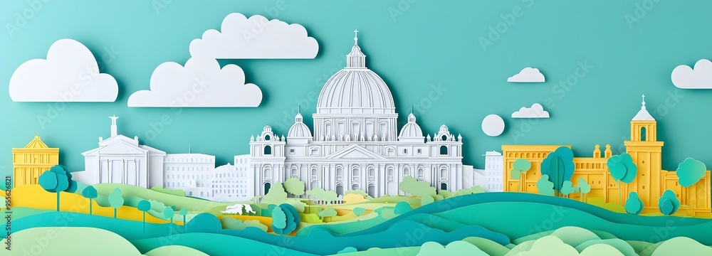13. **Create a 3D paper cut concept of Vatican City with St. Peter is ...