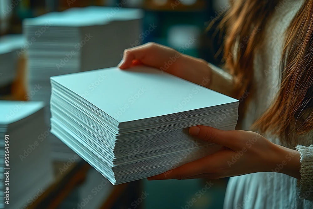 Final stages of book production: a solitary book cover being placed on ...