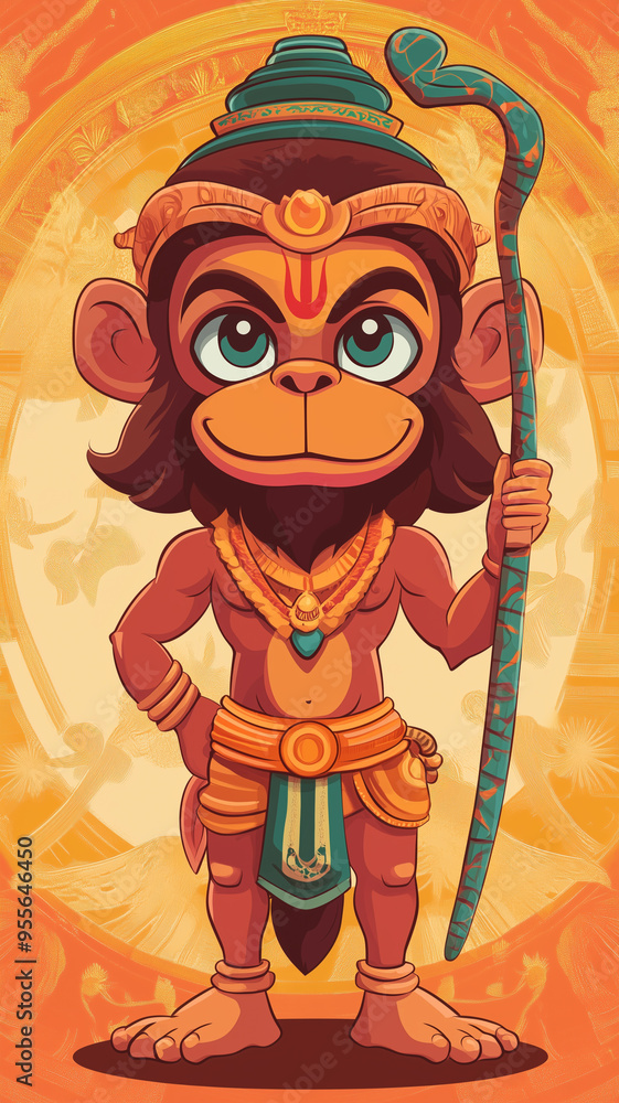 Lord Hanuman, indian cartoon style, vivid colors. Hanuman is a Hindu ...