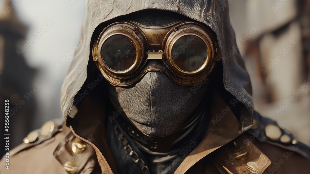 Mysterious Airship Captain: Dressed in an elaborate aviator's uniform ...