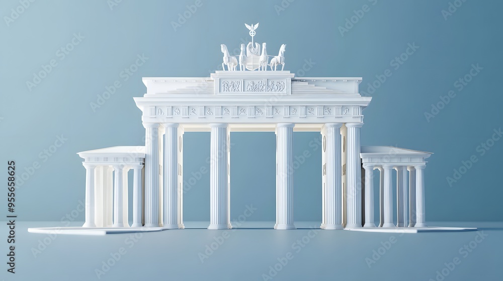 27. **Render a 3D paper cut of the Brandenburg Gate in Berlin, with its ...