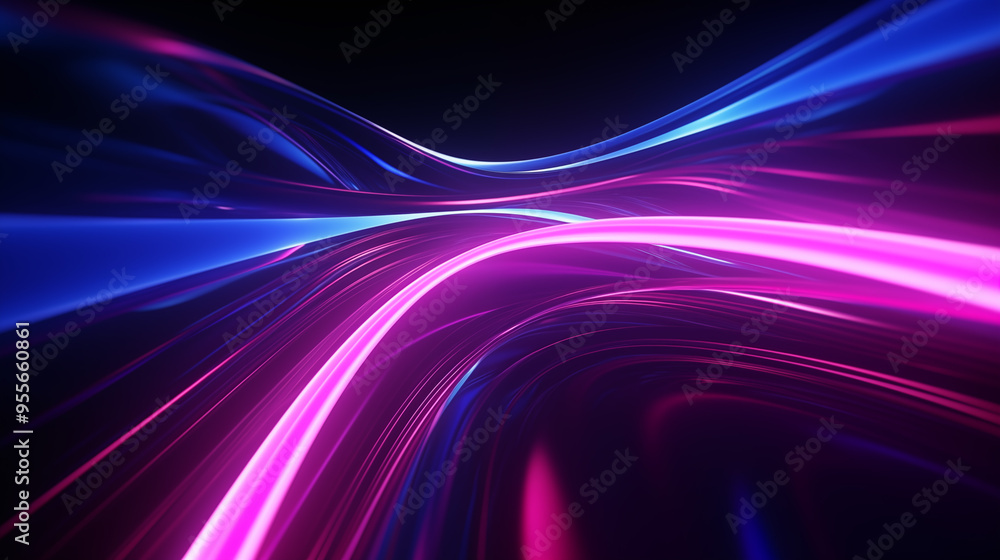Modern abstract high-speed light effect with curved beams, creating a ...