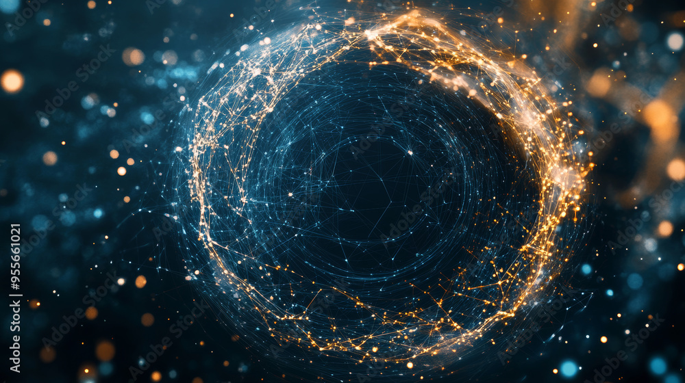 This abstract background design features a plexus effect, where ...